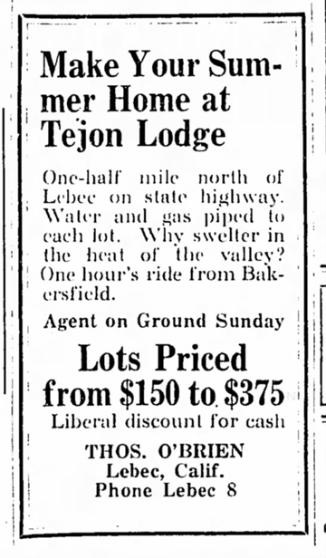 The Forgotten Story Behind the Lebec Hotel: Thomas O'Brien - Clairitage ...